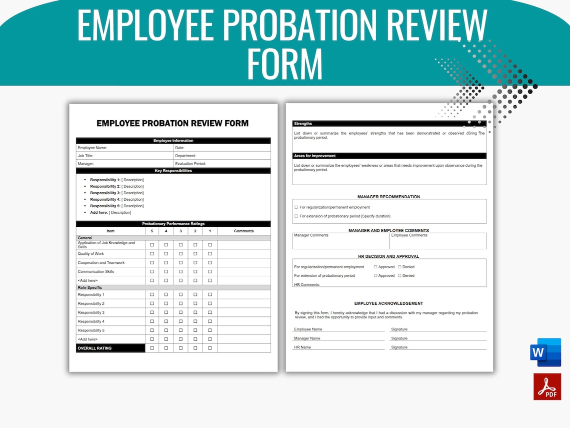 Employee Probation Review Template, Employee Probationary, Employee ...