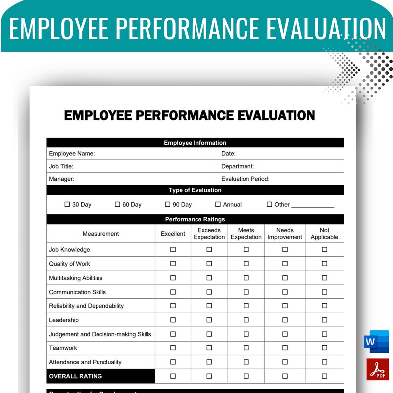 Employee Performance Evaluation Template Employee Performance - Etsy