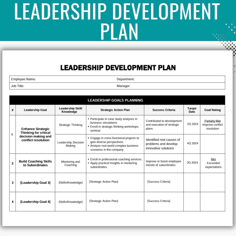 Leadership Development Plan Template - Etsy