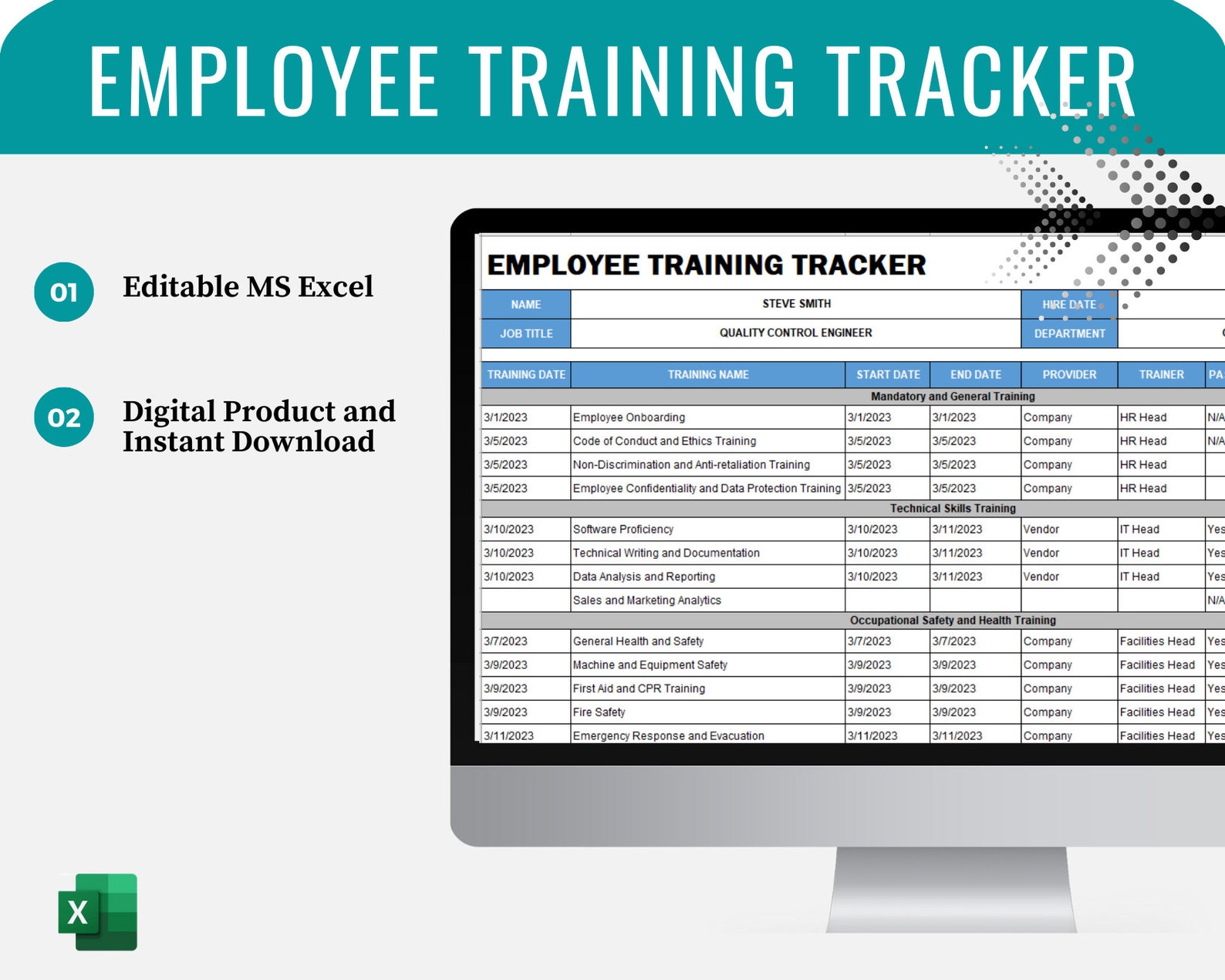 Employee Training Tracker New Hire Training Plan Employee - Etsy