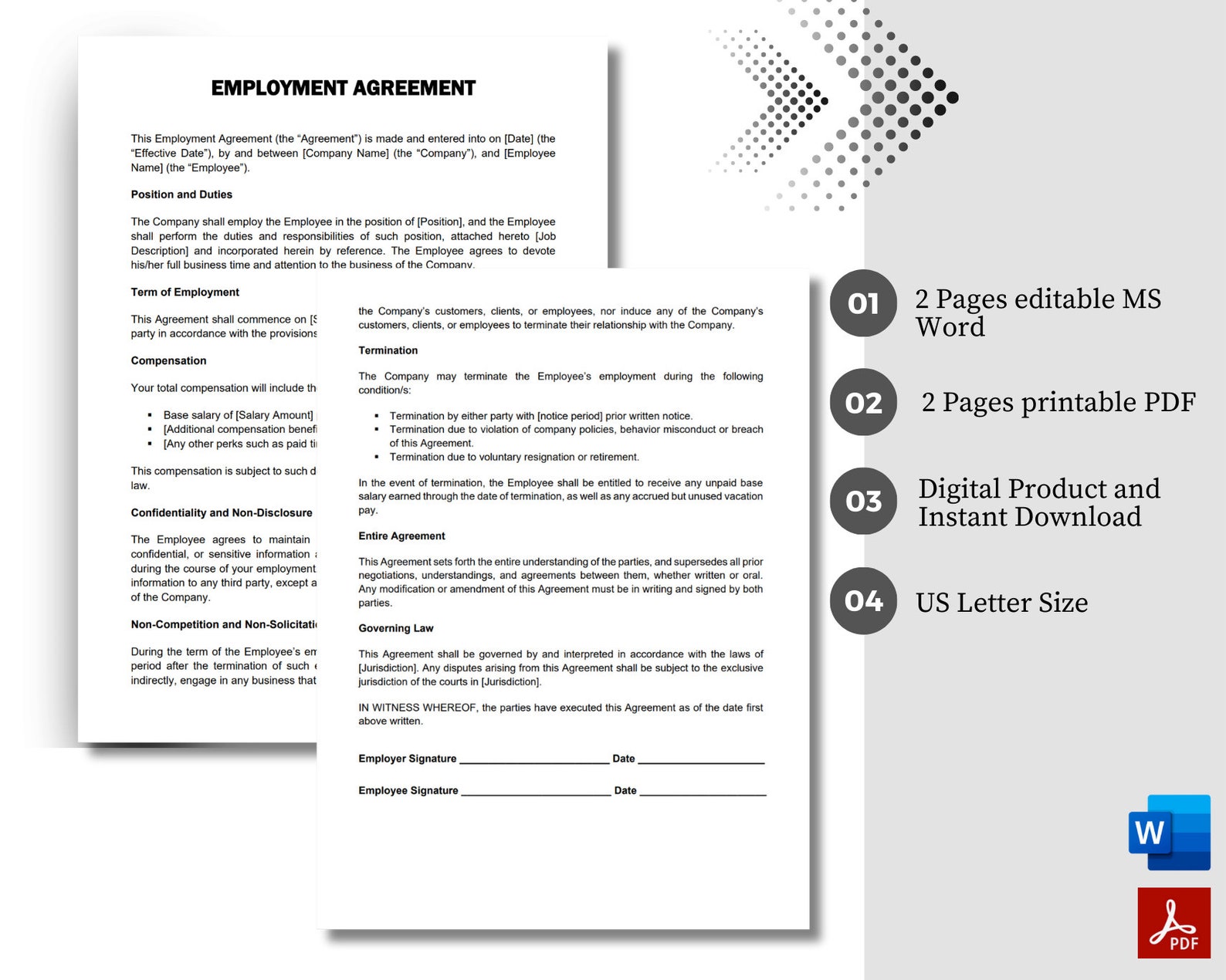 Employment Agreement Template, New Hire Template, Employee Contract ...
