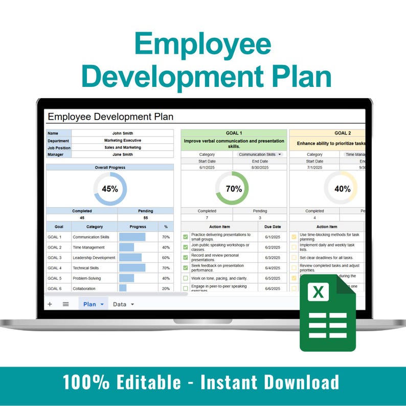 Employee Development Plan, SMART Goals, Goals, Individual Development ...