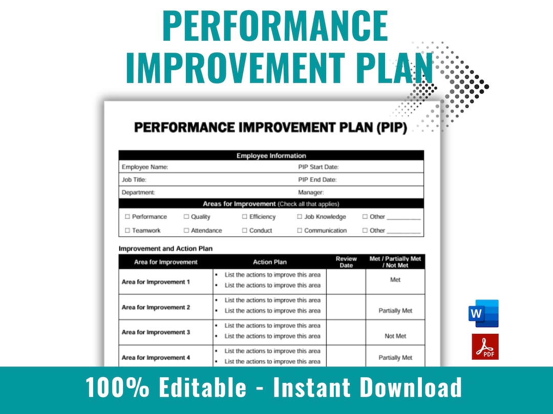 Performance Improvement Plan Template, Employee Performance, Employee ...
