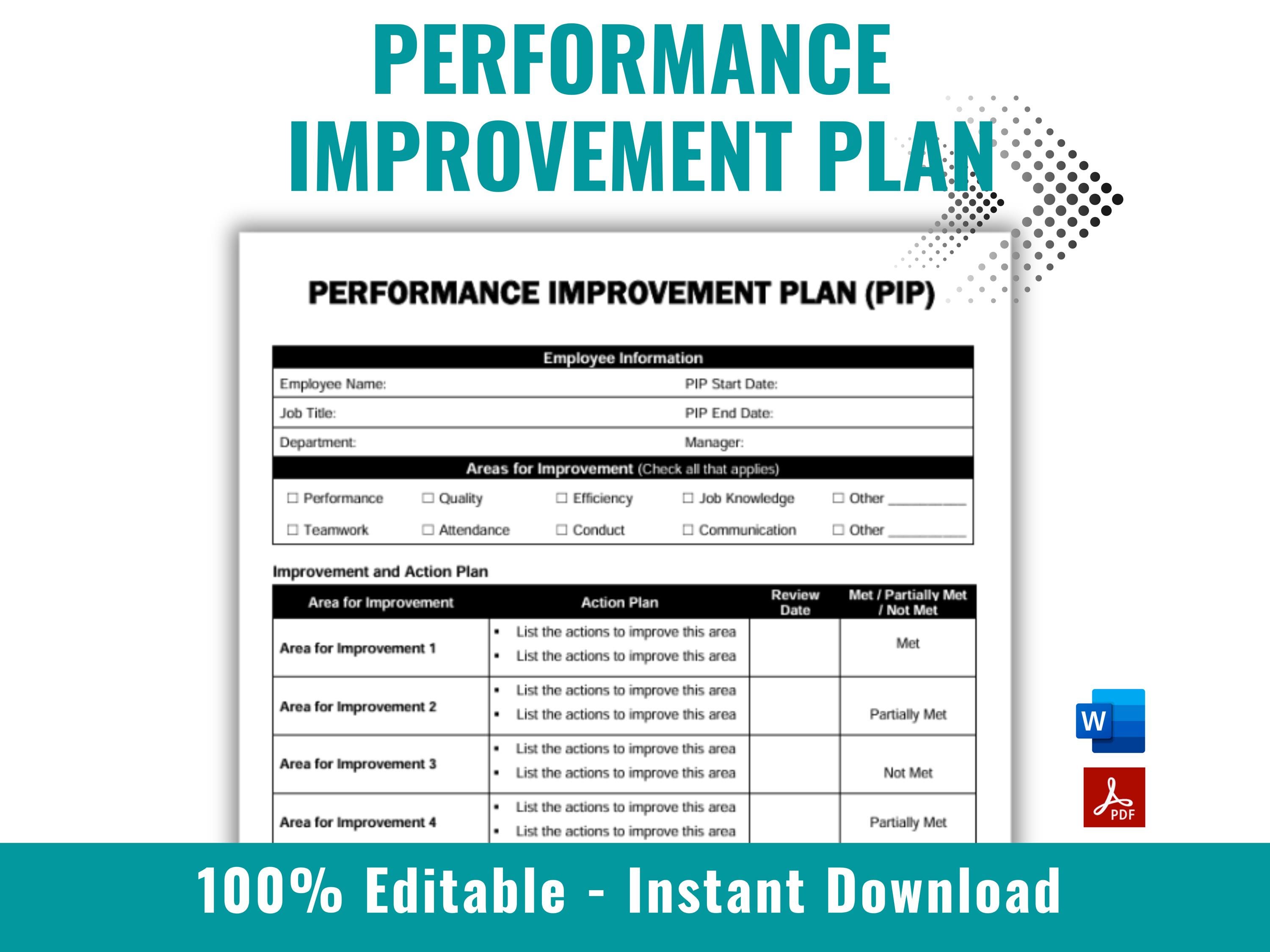 Performance Improvement Plan Template, Employee Performance, Employee ...