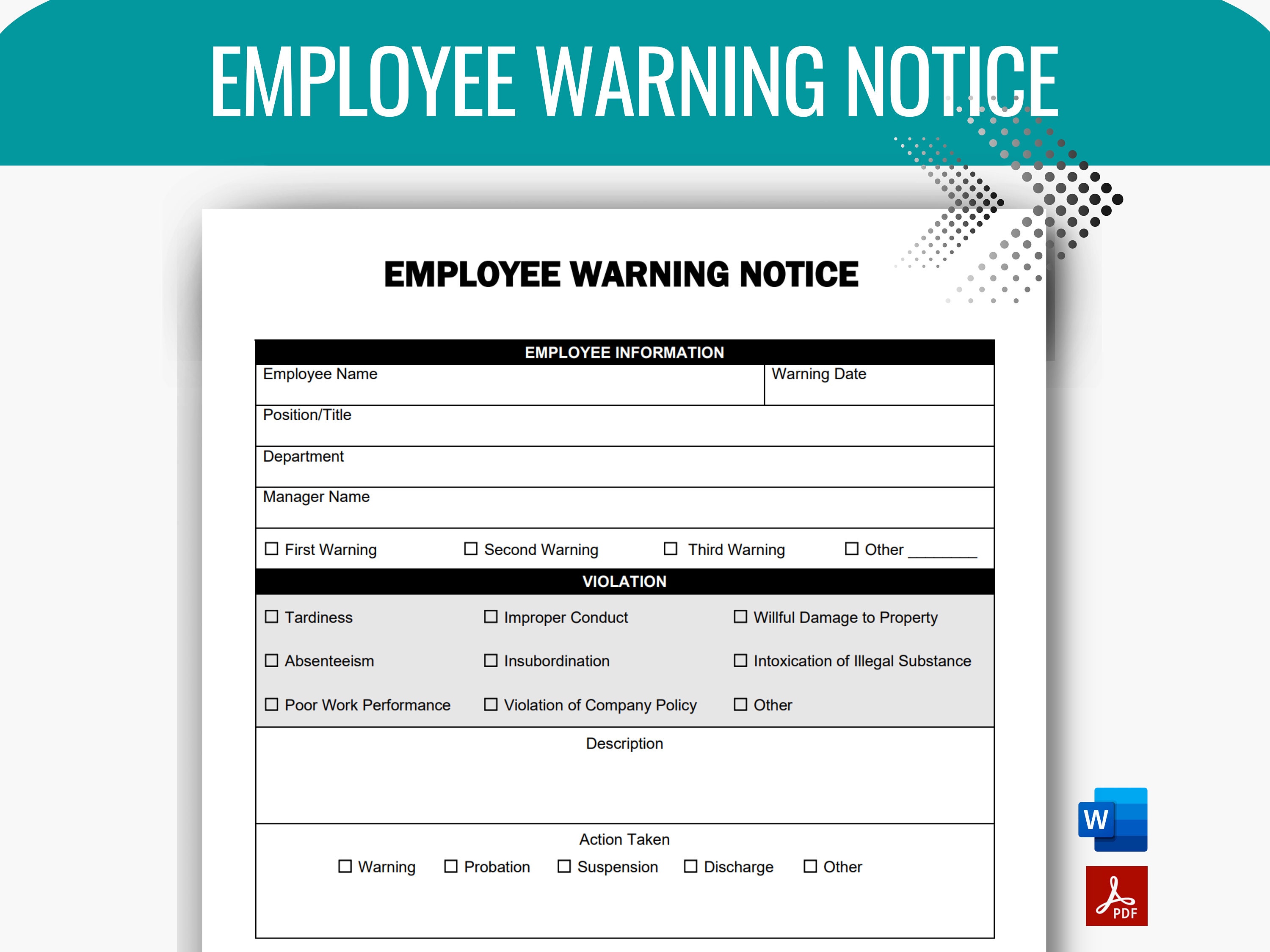 Employee Warning Notice, Employee Disciplinary Notice, Employee Write ...