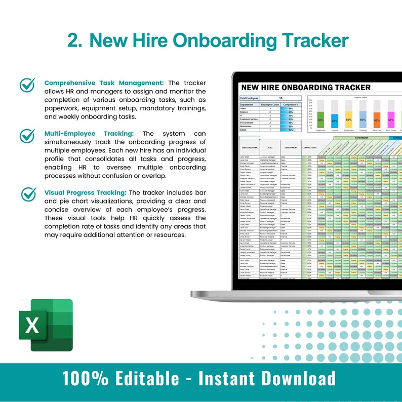 HR Spreadsheets, Employee Training, New Hire Onboarding Checklist ...