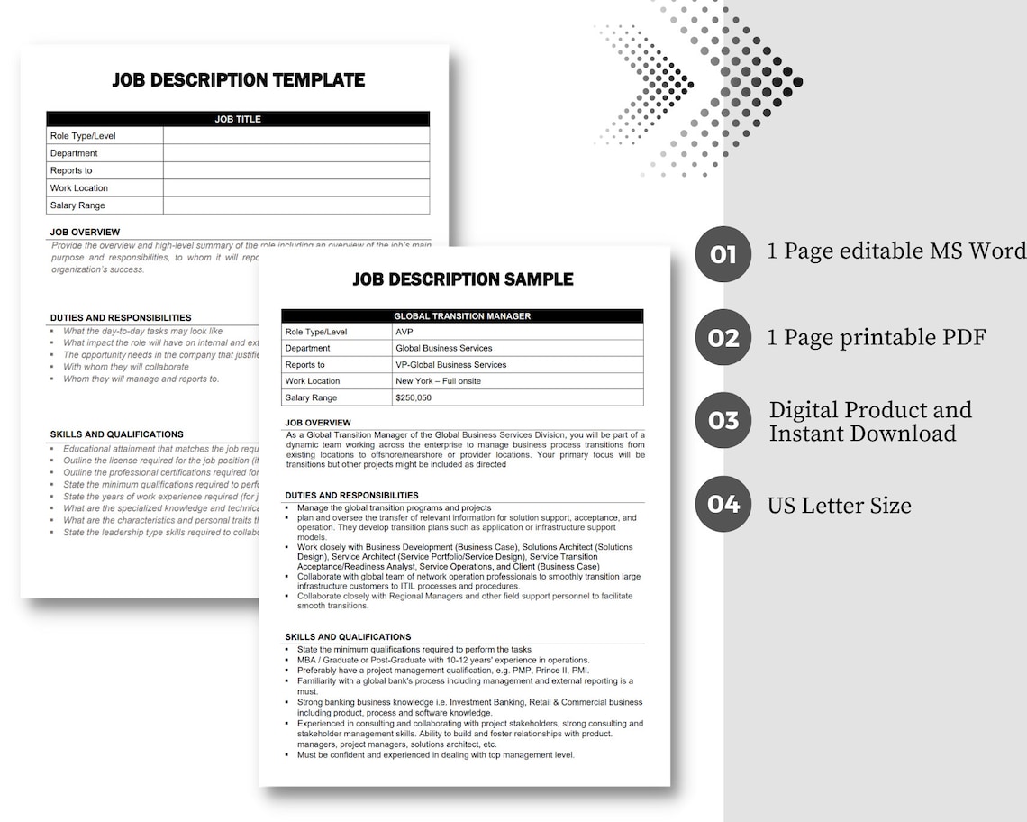 Job Description Template, Job Description Form, Company Job Summary ...