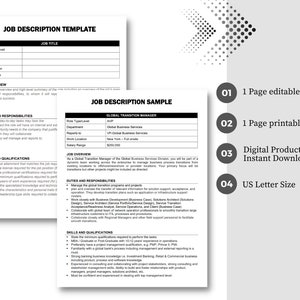 Job Description Template, Job Description Form, Company Job Summary ...