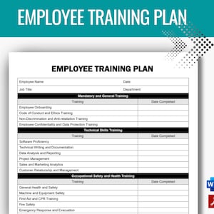 Employee Training Plan, New Hire Training Plan, Employee Training ...
