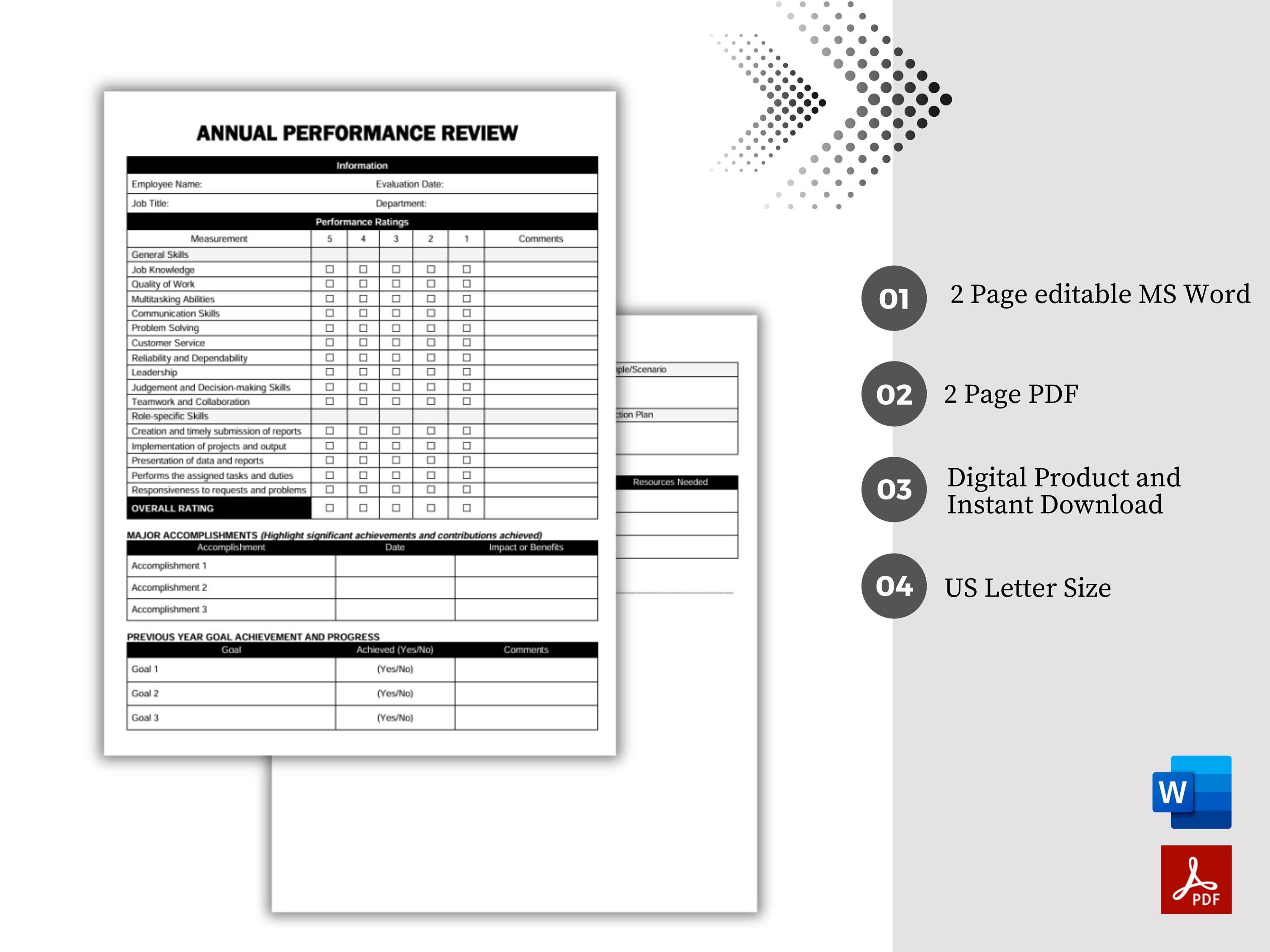 Annual Performance Review, Employee Performance Evaluation Template ...