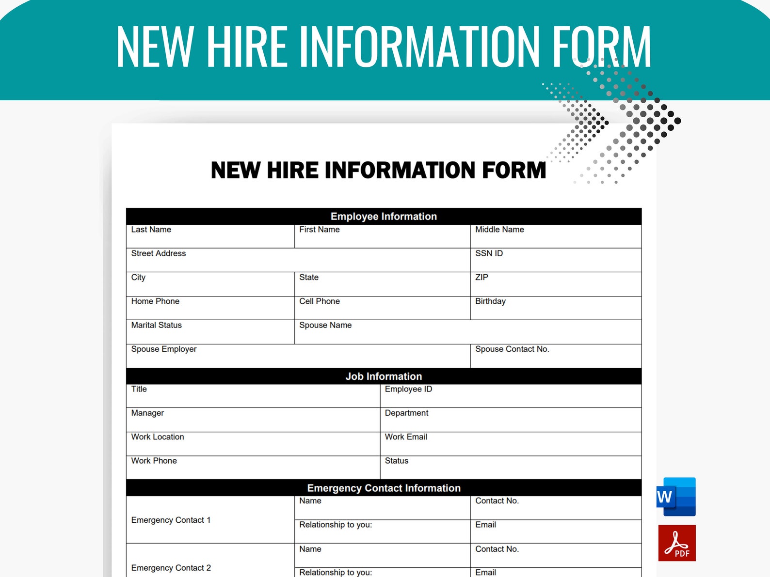 New Hire Information Sheet, New Hire Information, New Hire Form, New ...