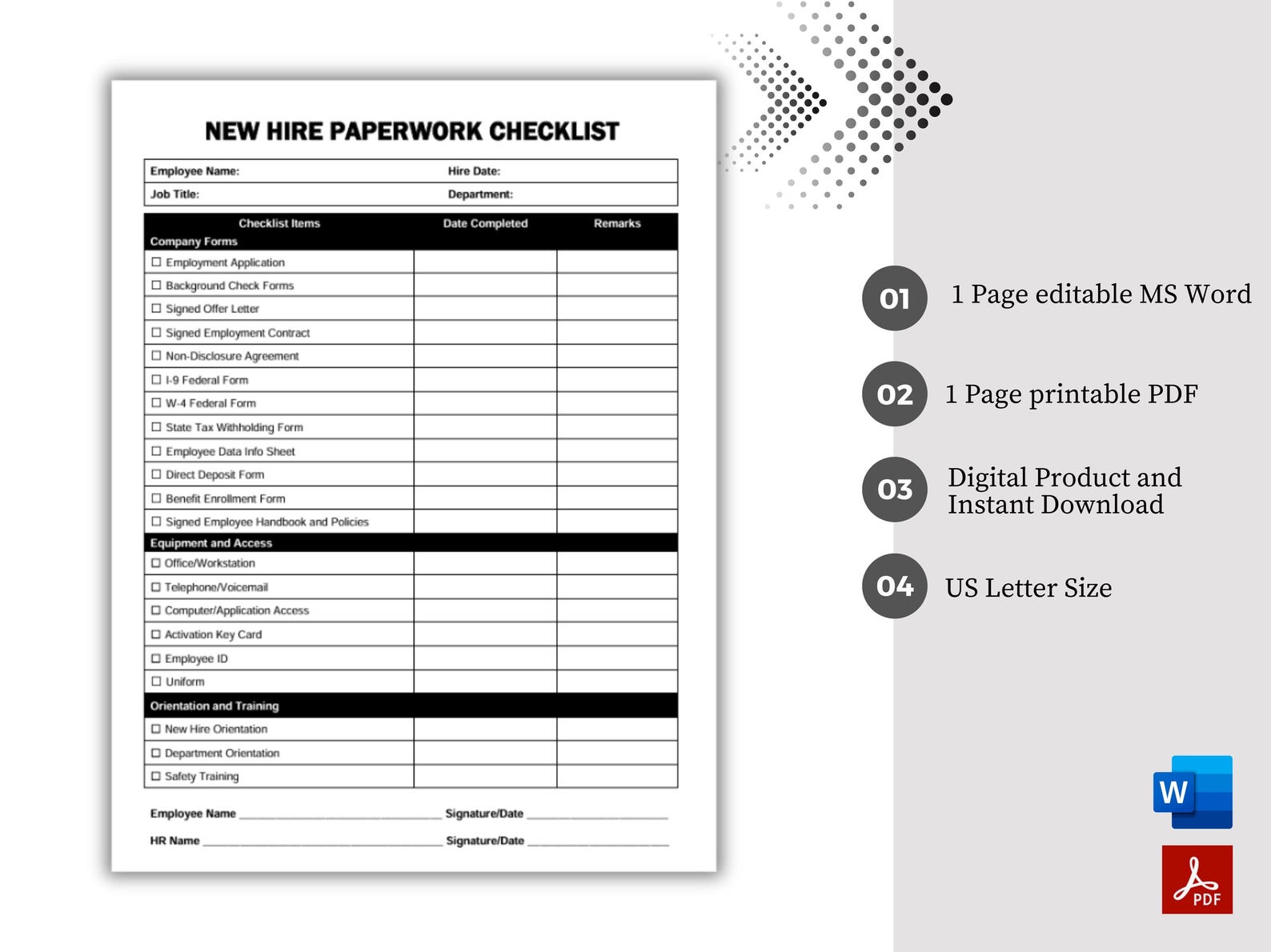 New Hire Paperwork, New Hire Checklist, New Hire Packet, New Hire ...