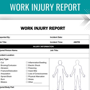 Injury Report, Work Accident Report, Incident Report, Employee Safety ...