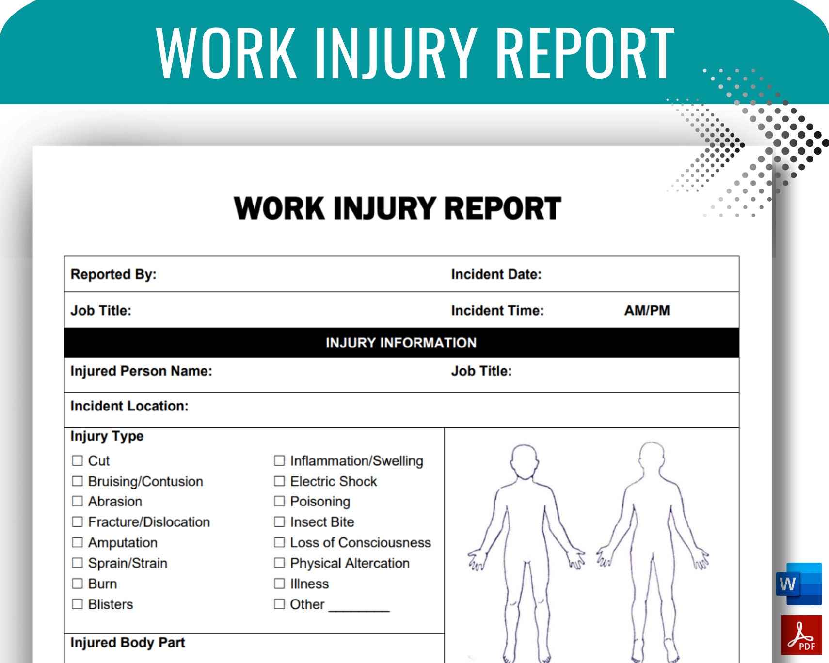 Injury Report, Work Accident Report, Incident Report, Employee Safety ...