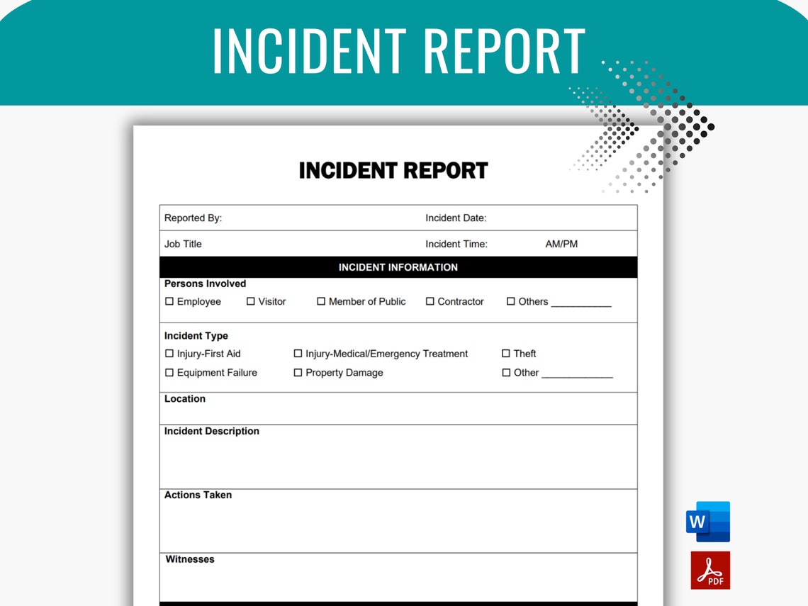 Incident Report Template, Work Accident Report, Accident Report, Health ...