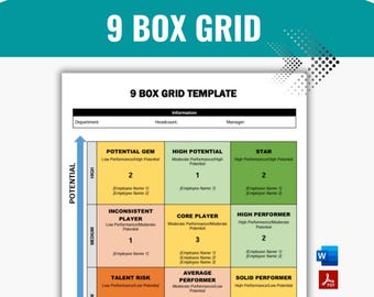 Succession Planning 9 Box Grid Template, Talent Assessment Matrix ...