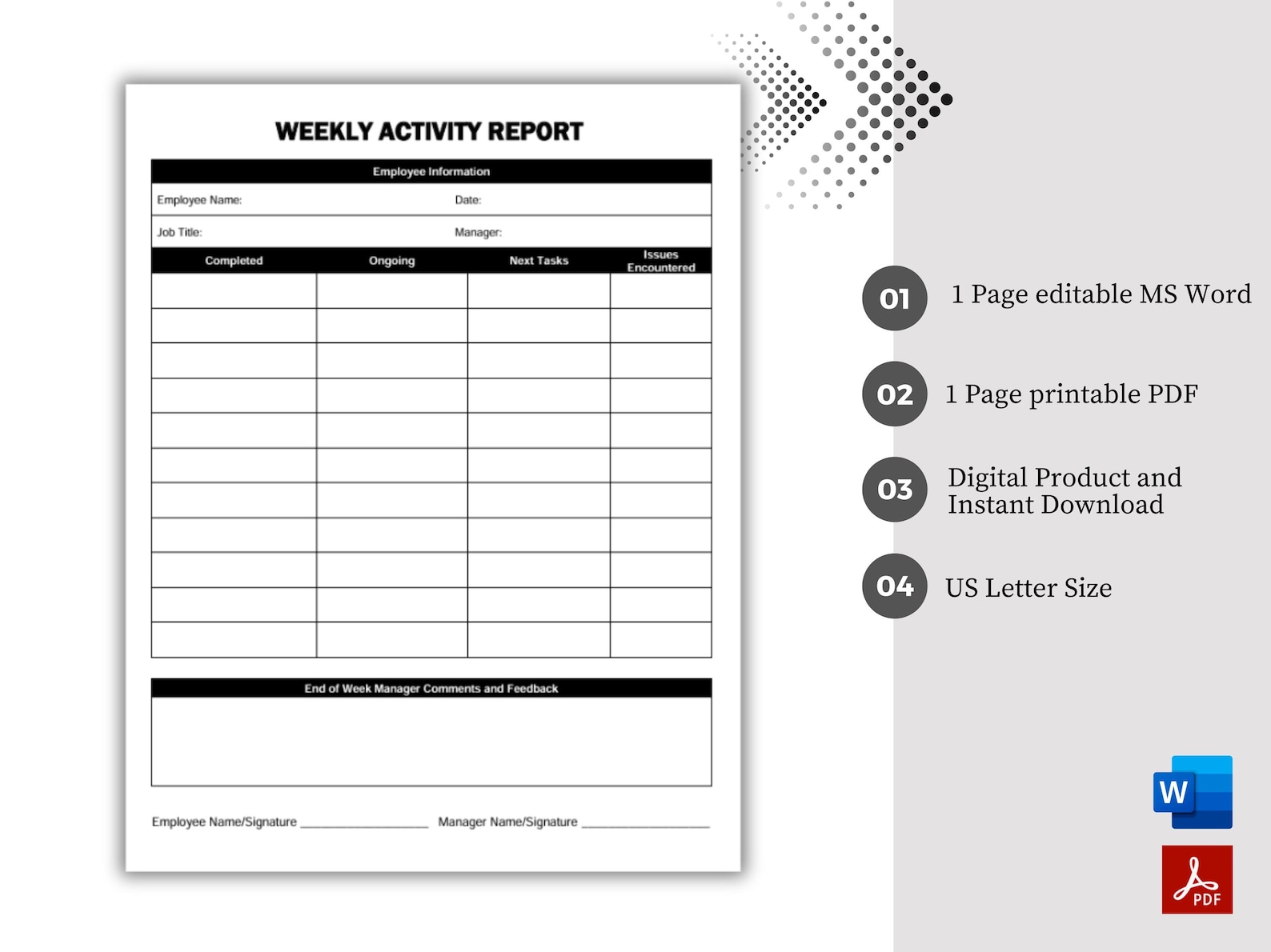 Employee Daily & Weekly Activity Report Template, Daily Work Report ...