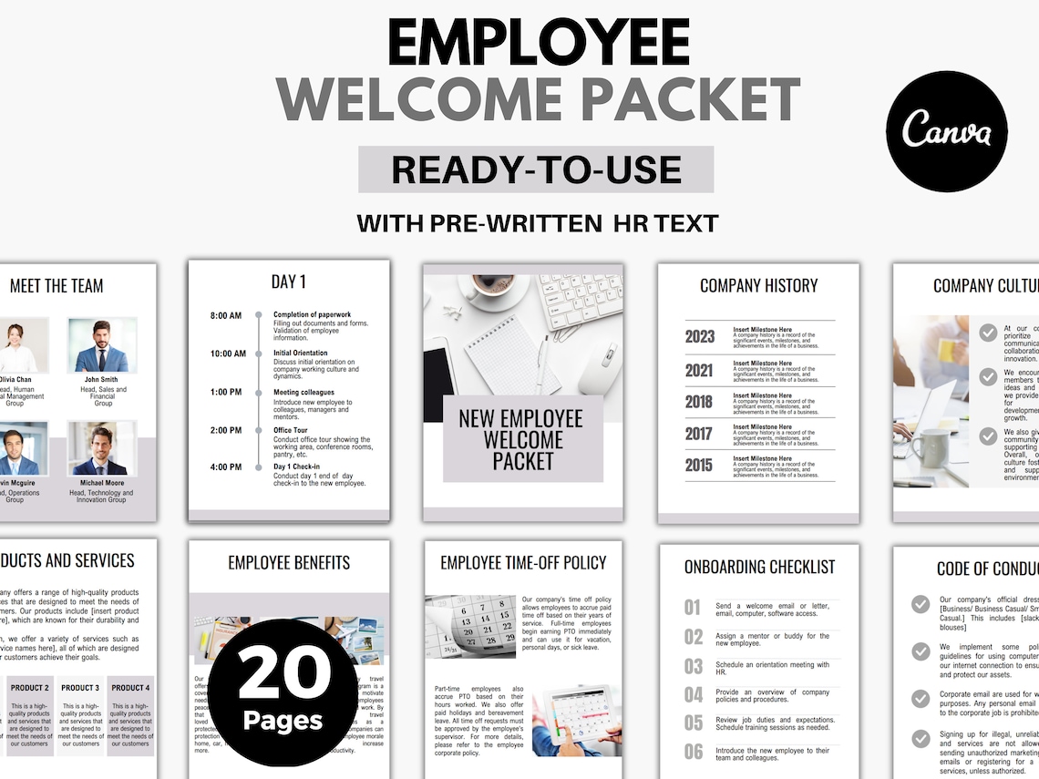 Employee Welcome Packet, Employee Onboarding Handbook, New Employee ...