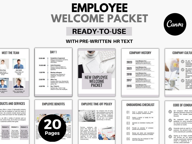 Employee Welcome Packet, Employee Onboarding Handbook, New Employee ...