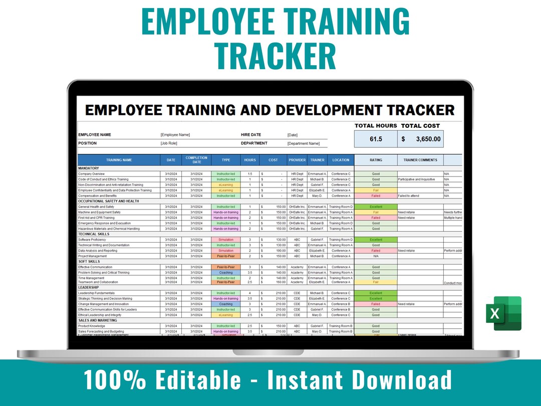 Employee Training Tracker, New Hire Training Plan, Employee Training ...