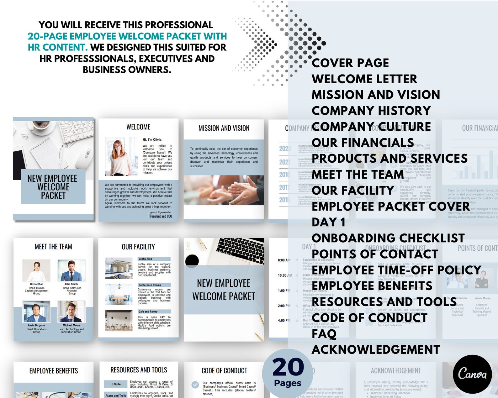 Employee Welcome Packet, Employee Onboarding Handbook, New Employee ...