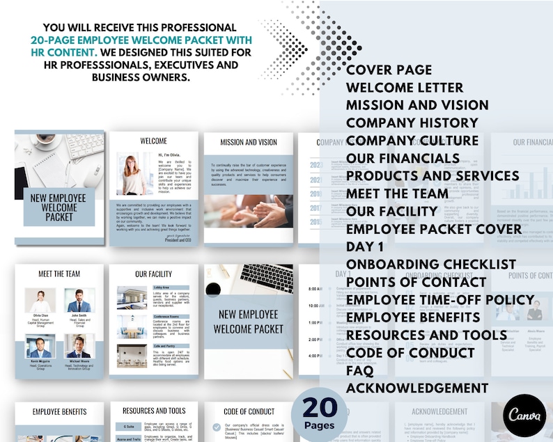 Employee Welcome Packet, Employee Onboarding Handbook, New Employee ...