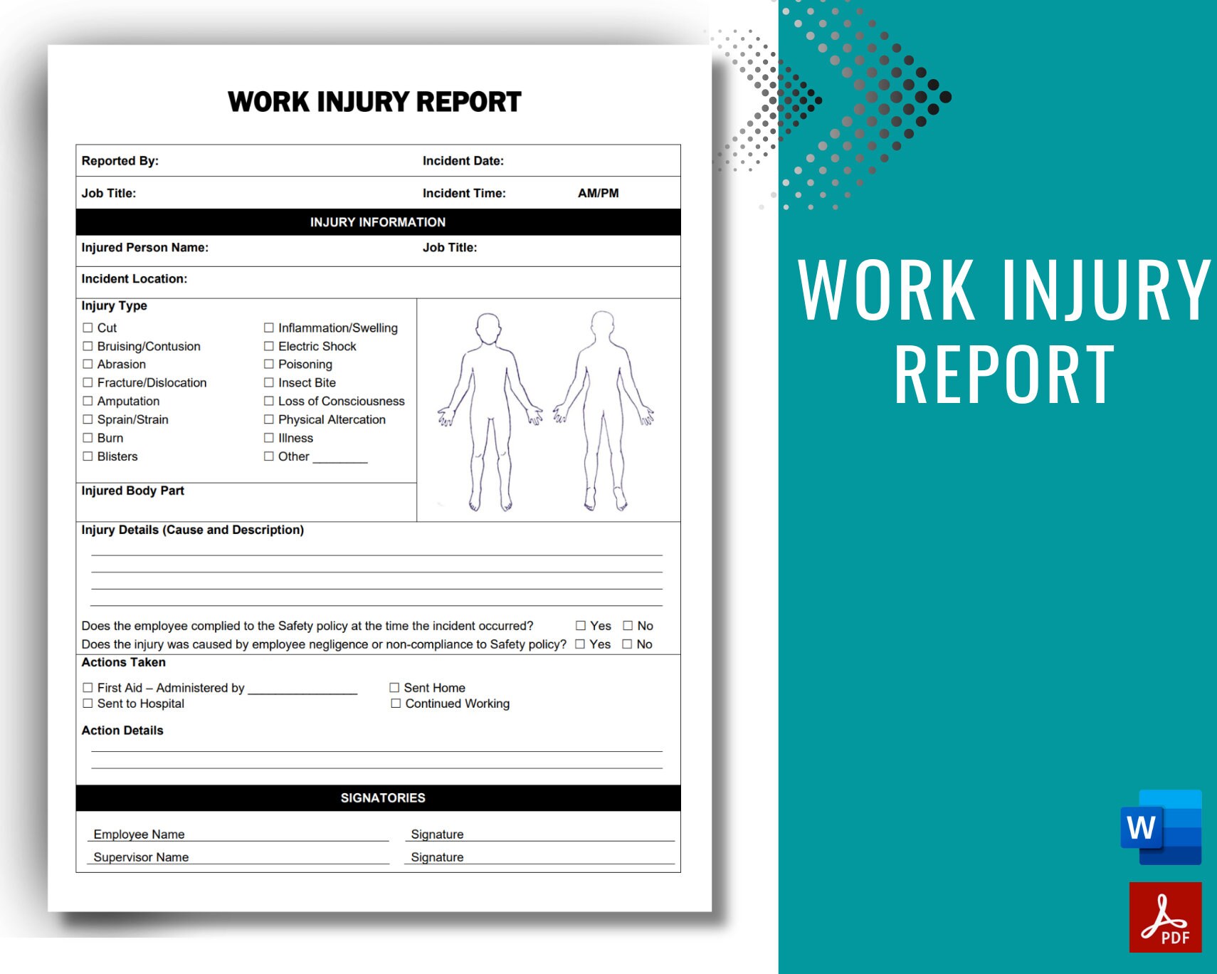 Injury Report, Work Accident Report, Incident Report, Employee Safety ...