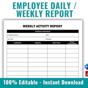 Employee Daily & Weekly Activity Report Template, Daily Work Report ...