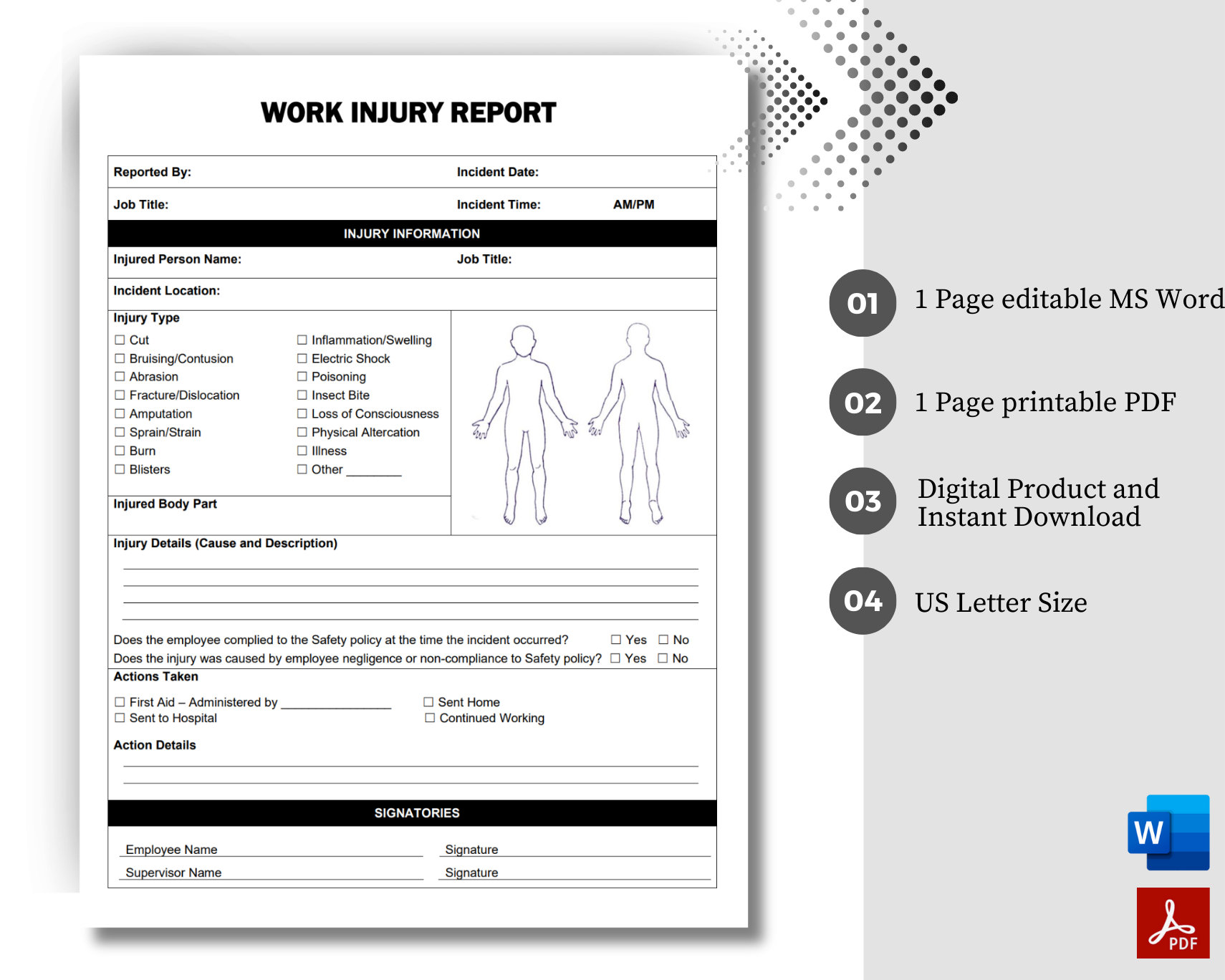 Injury Report, Work Accident Report, Incident Report, Employee Safety ...