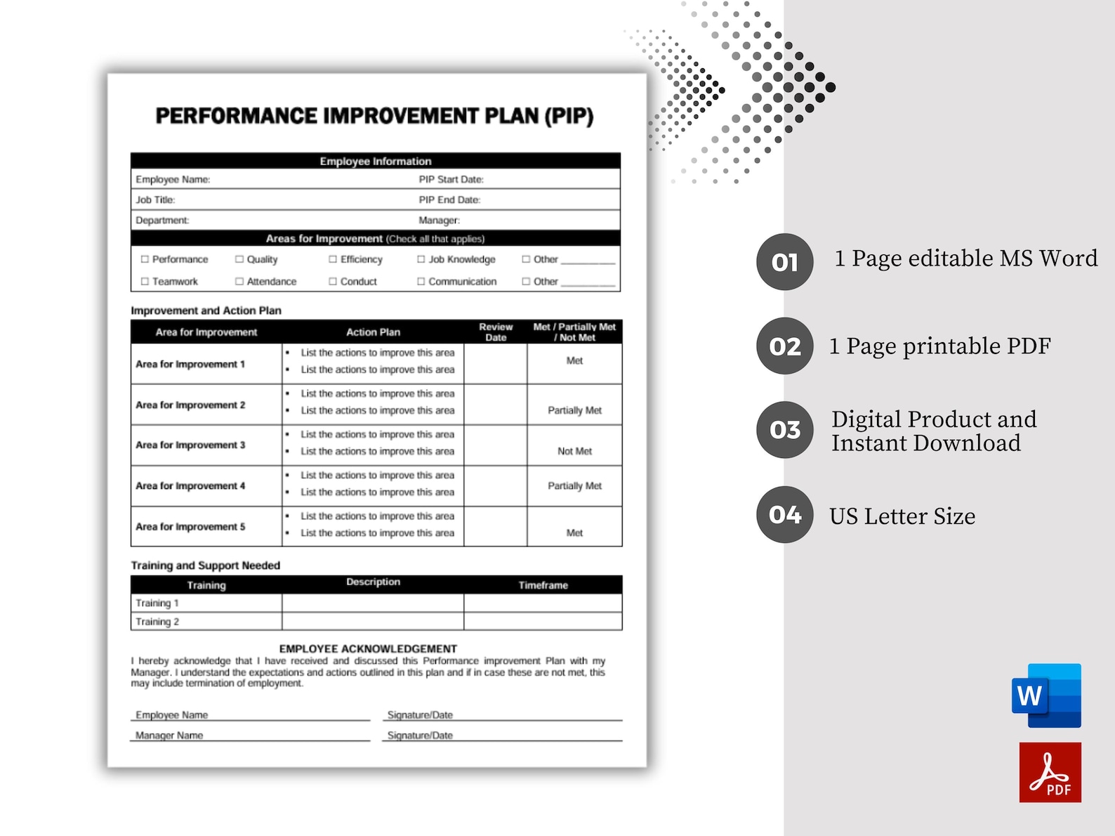 Performance Improvement Plan Template, Employee Performance, Employee ...