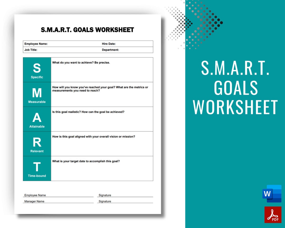 SMART Goals Worksheet, Goal Setting, Goal Tracker, Employee Development ...
