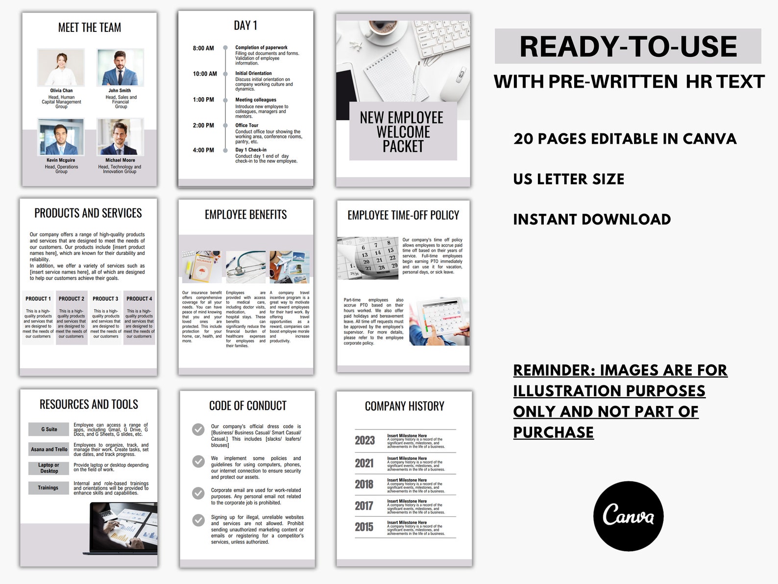 Employee Welcome Packet, Employee Onboarding Handbook, New Employee ...