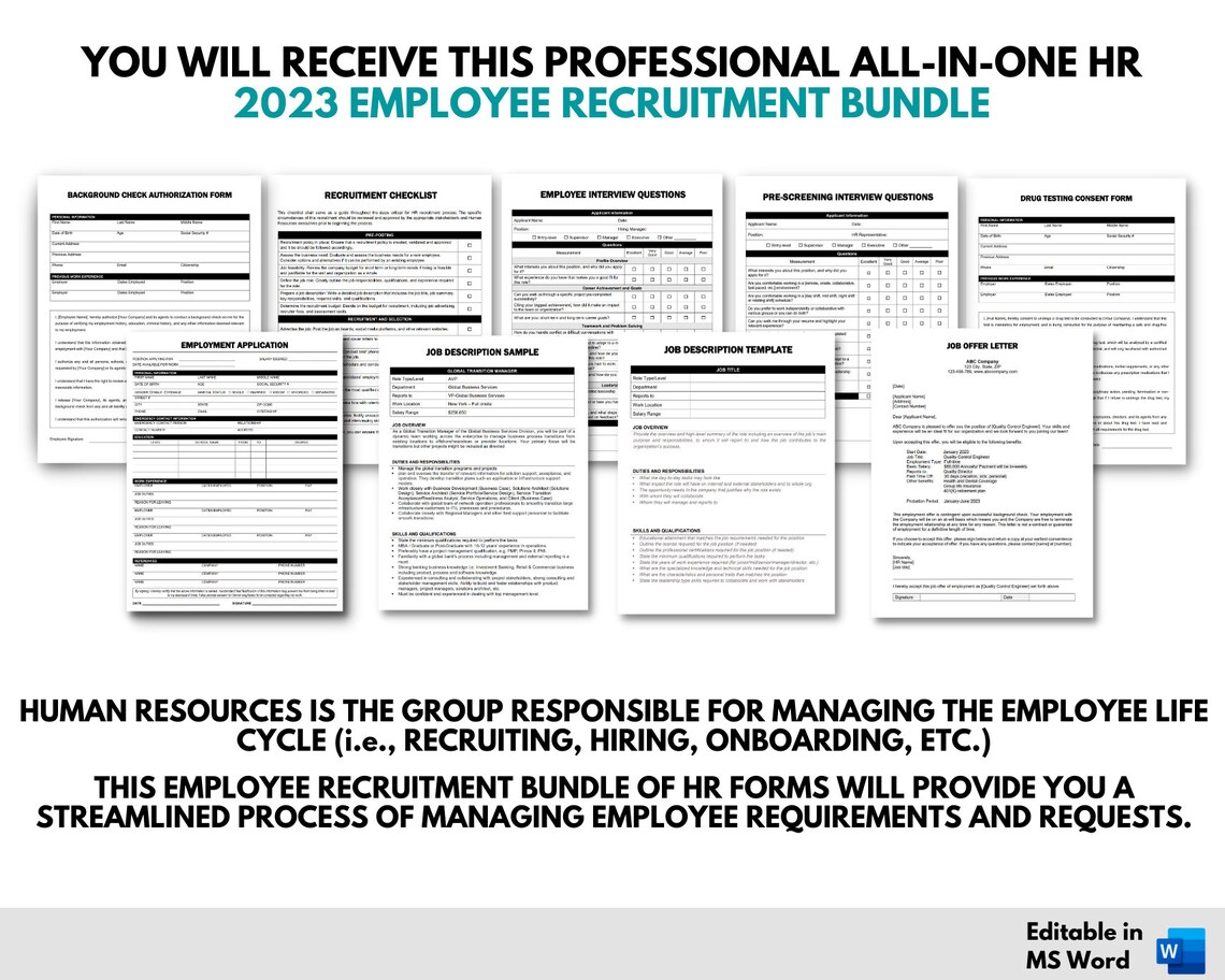 Employee Pre-employment Toolkit, Recruitment Bundle, Interview ...