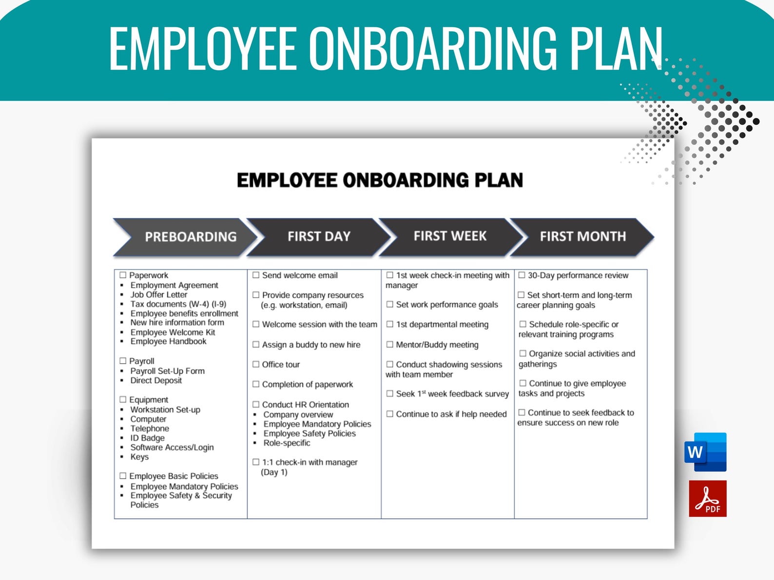 Employee Onboarding Plan, HR Form, HR Template, Employee Onboarding ...