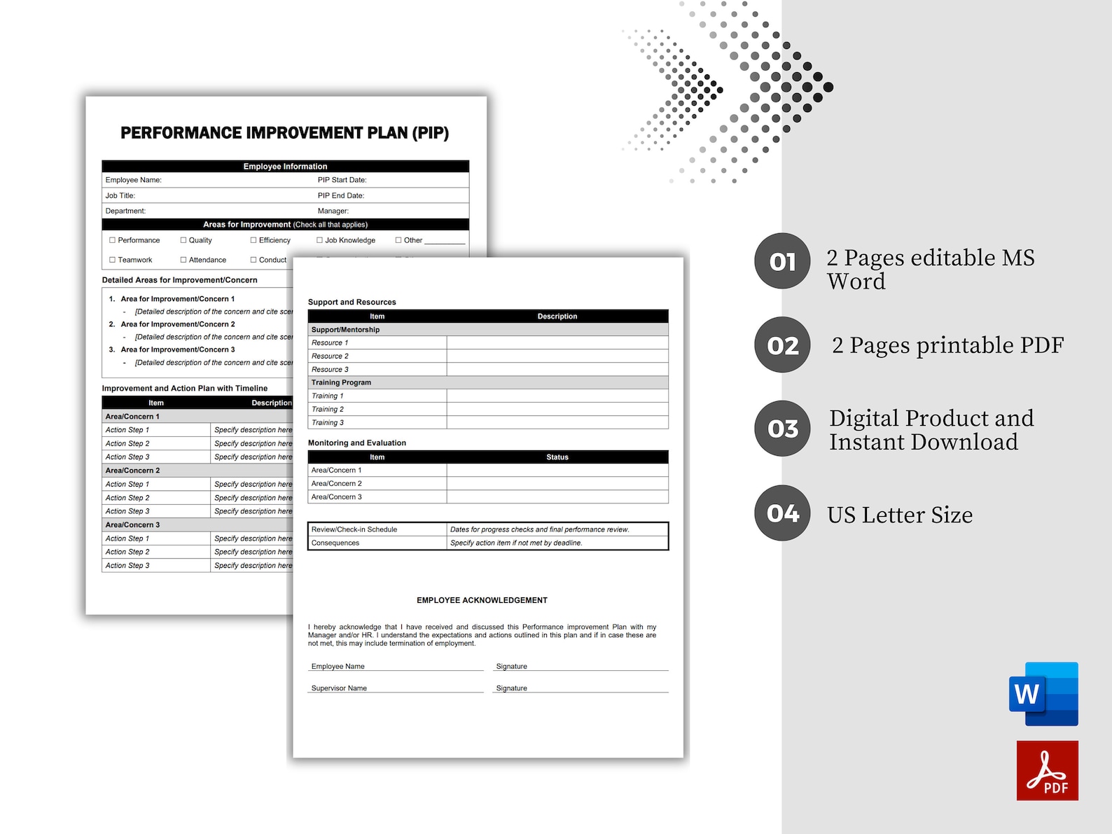 Performance Improvement Plan Template, Employee Performance, Employee ...