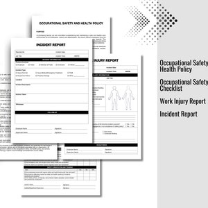Employee Safety Policy, Incident Report, Safety Checklist, Safety ...