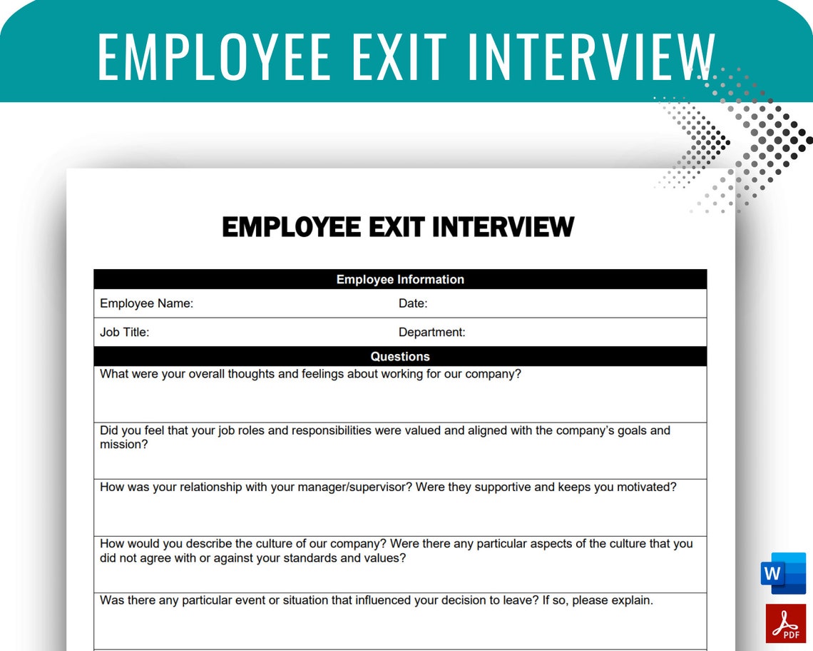 Employee Exit Interview, Employee Exit Checklist, Employee Exit Form ...