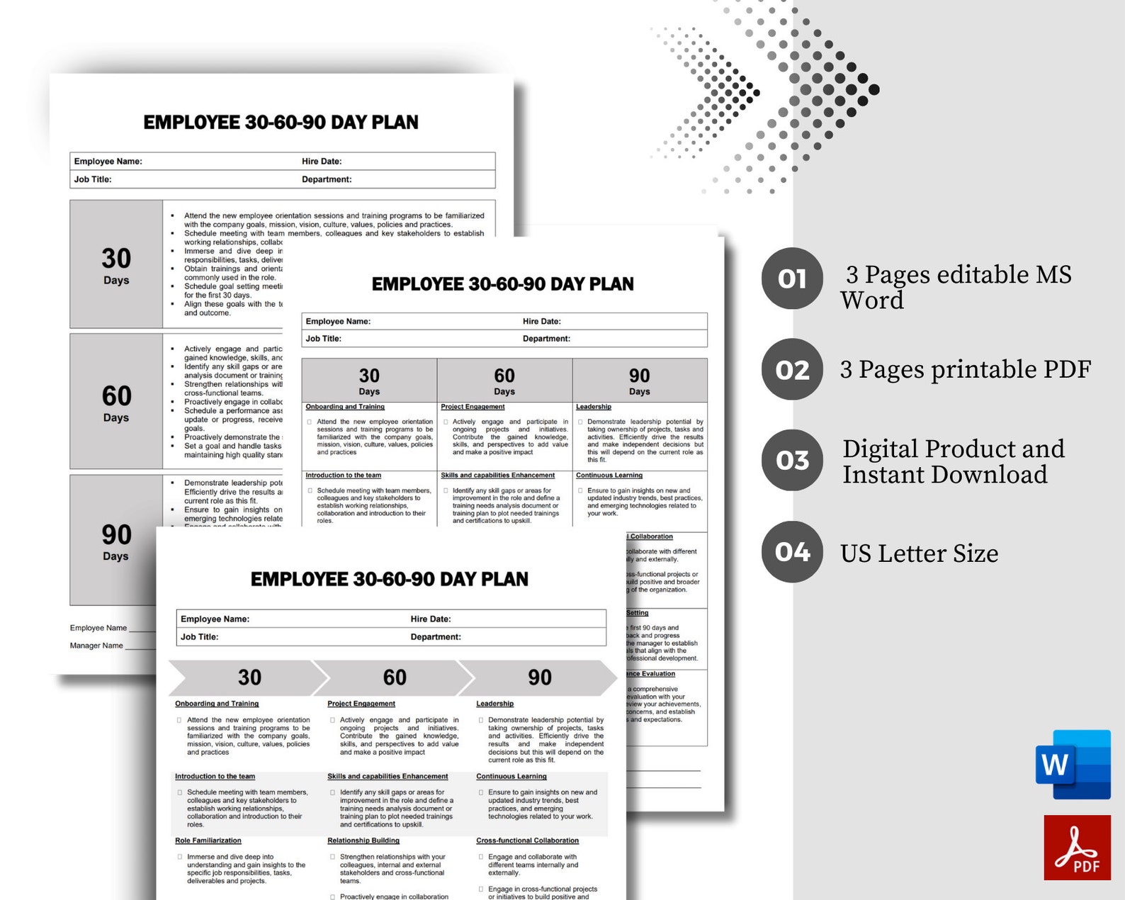 Employee 30 60 90 Day Plan, Employee Onboarding Plan, New Hire ...