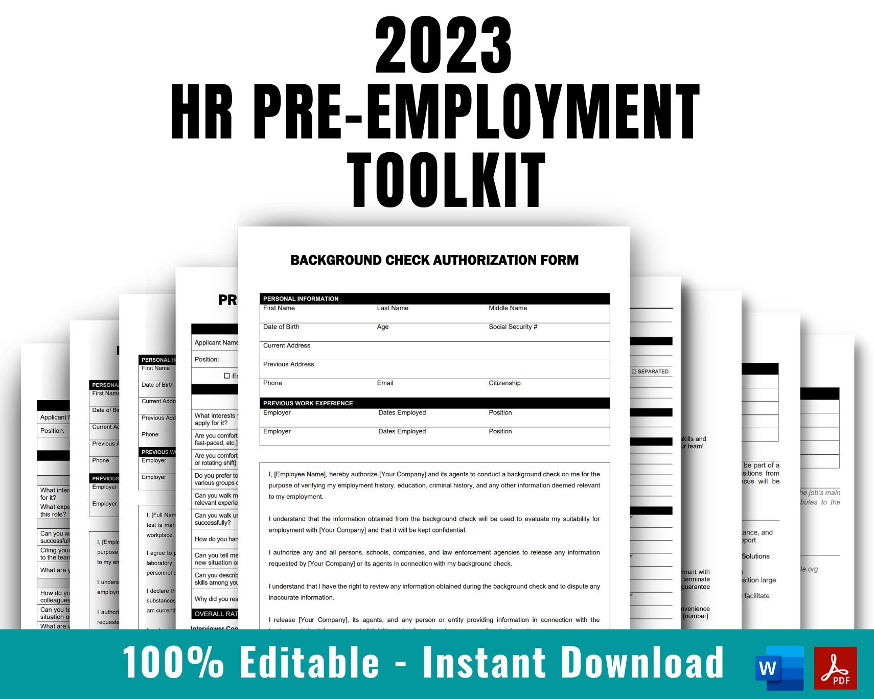 Employee Pre-employment Toolkit, Recruitment Bundle, Interview ...