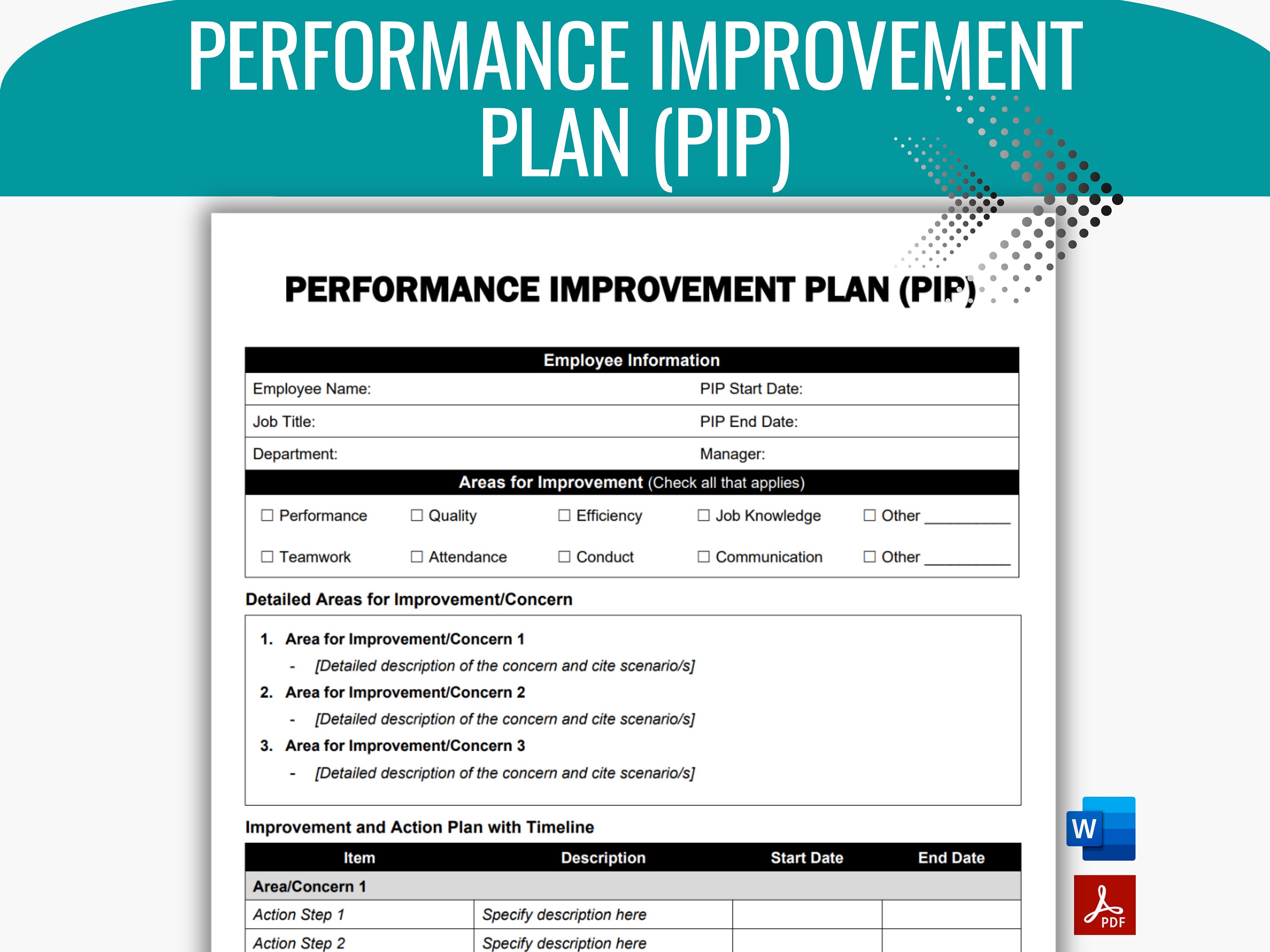 Performance Improvement Plan Template, Employee Performance, Employee ...