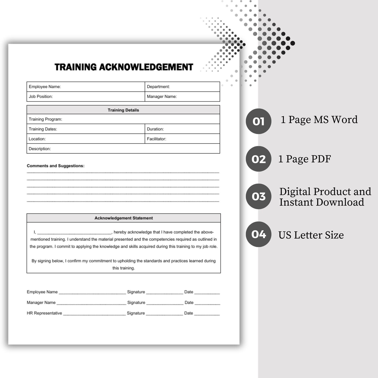 Training Acknowledgement, Employee Training, New Hire Training, Safety ...