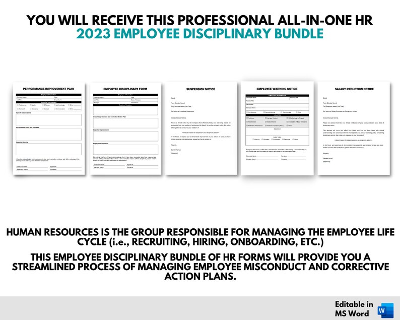 Employee Disciplinary Bundle, Employee Warning Notice, Suspension ...