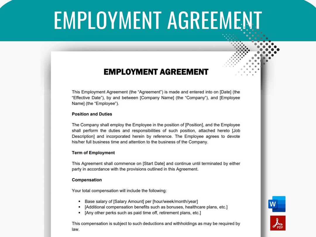 Employment Agreement Template, New Hire Template, Employee Contract ...