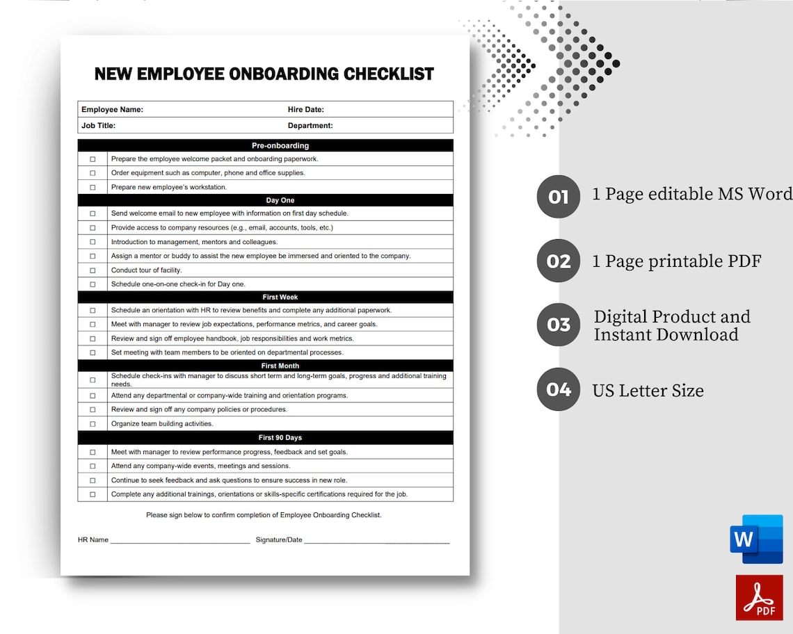 New Hire Checklist, Employee Onboarding Checklist, New Hire Template ...
