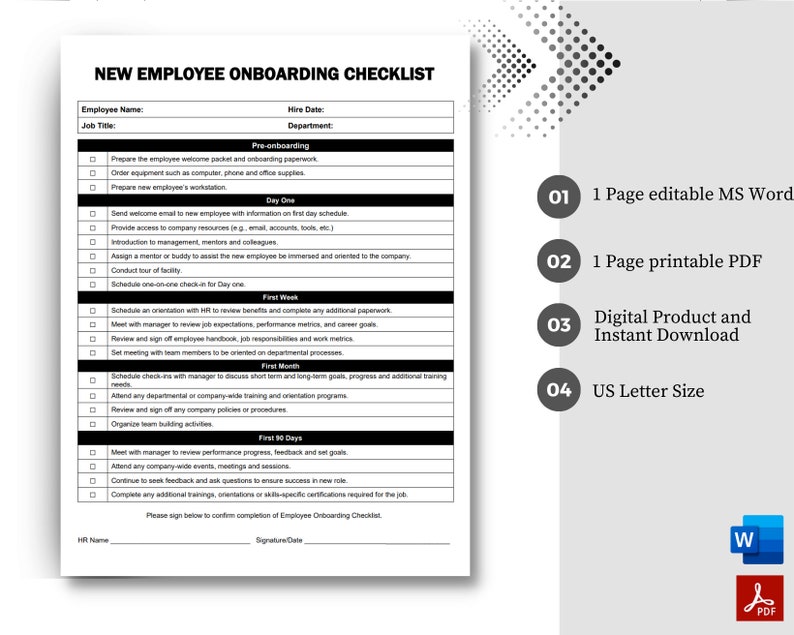 New Hire Checklist, Employee Onboarding Checklist, New Hire Template ...