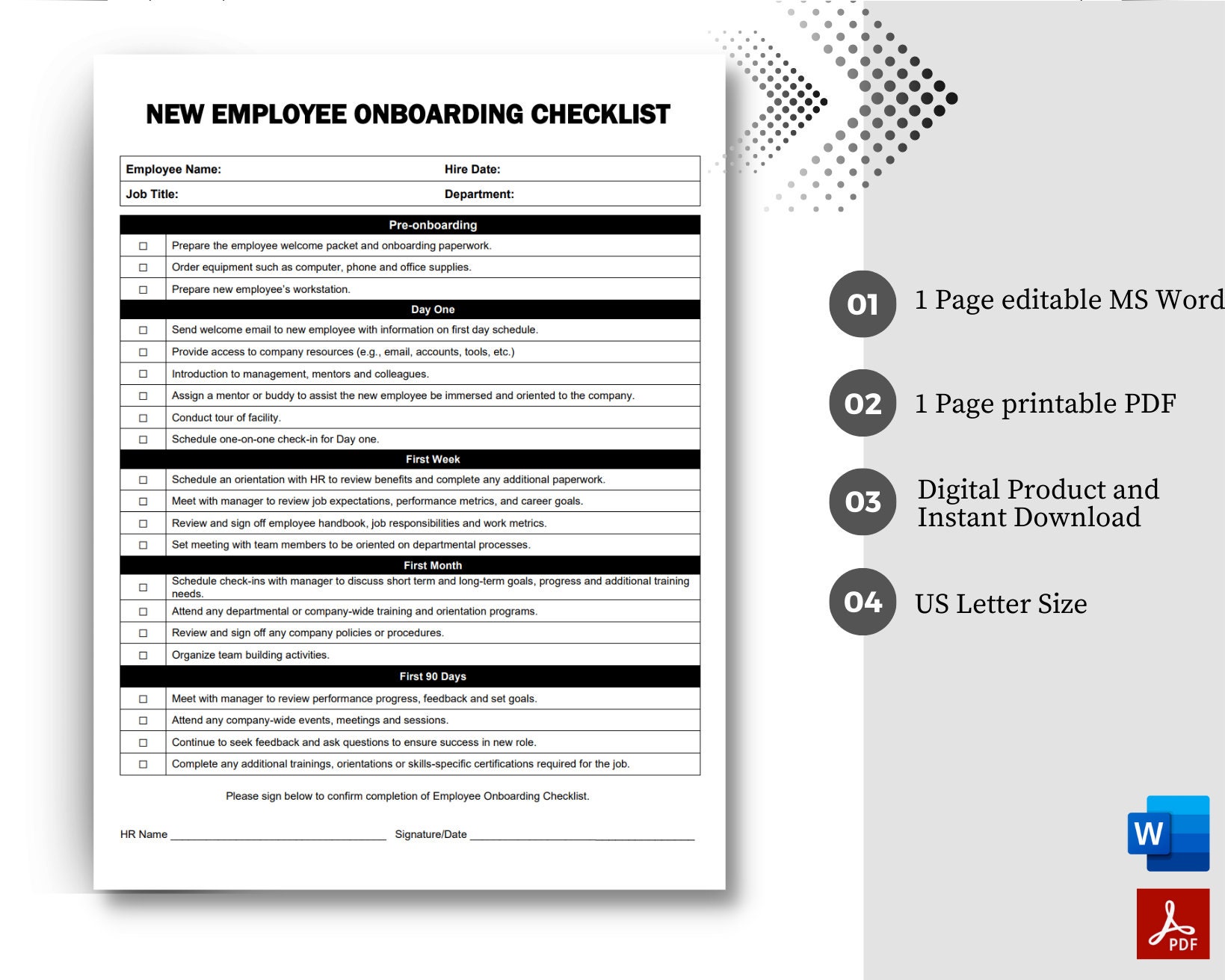 New Hire Checklist, Employee Onboarding Checklist, New Hire Template ...