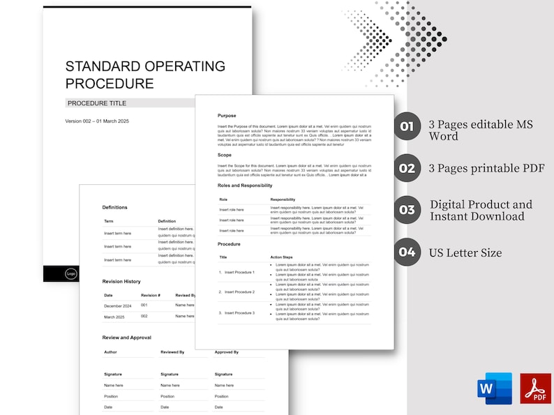 Standard Operating Procedure Template, SOP Template, Business SOP ...