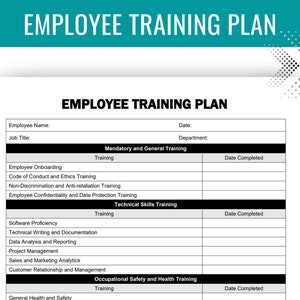 Employee Training Plan, New Hire Training Plan, Employee Training ...