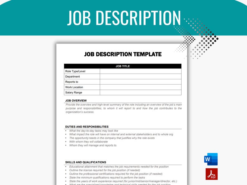 Job Description Template, Job Description Form, Company Job Summary ...