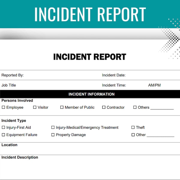 Incident Report Template for Work - Etsy